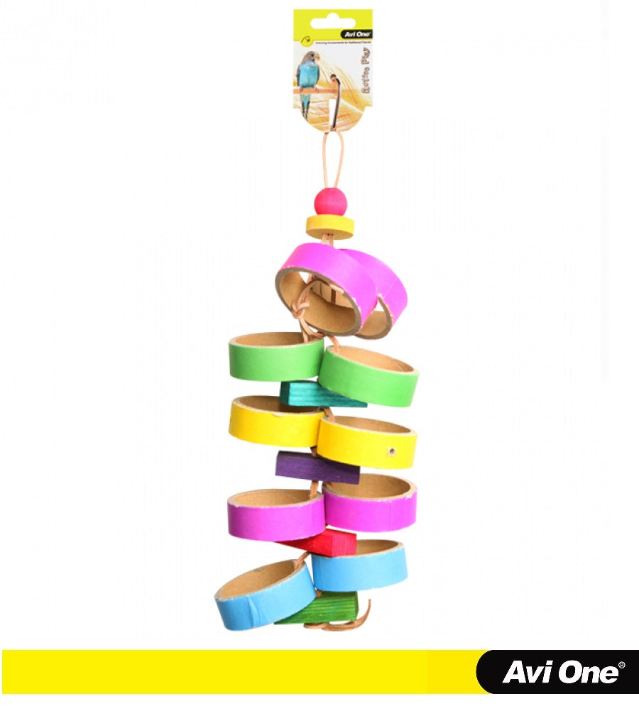 Avi One Bird Toy Paper Rings with Wooden Beads - Brookies Rural Traders