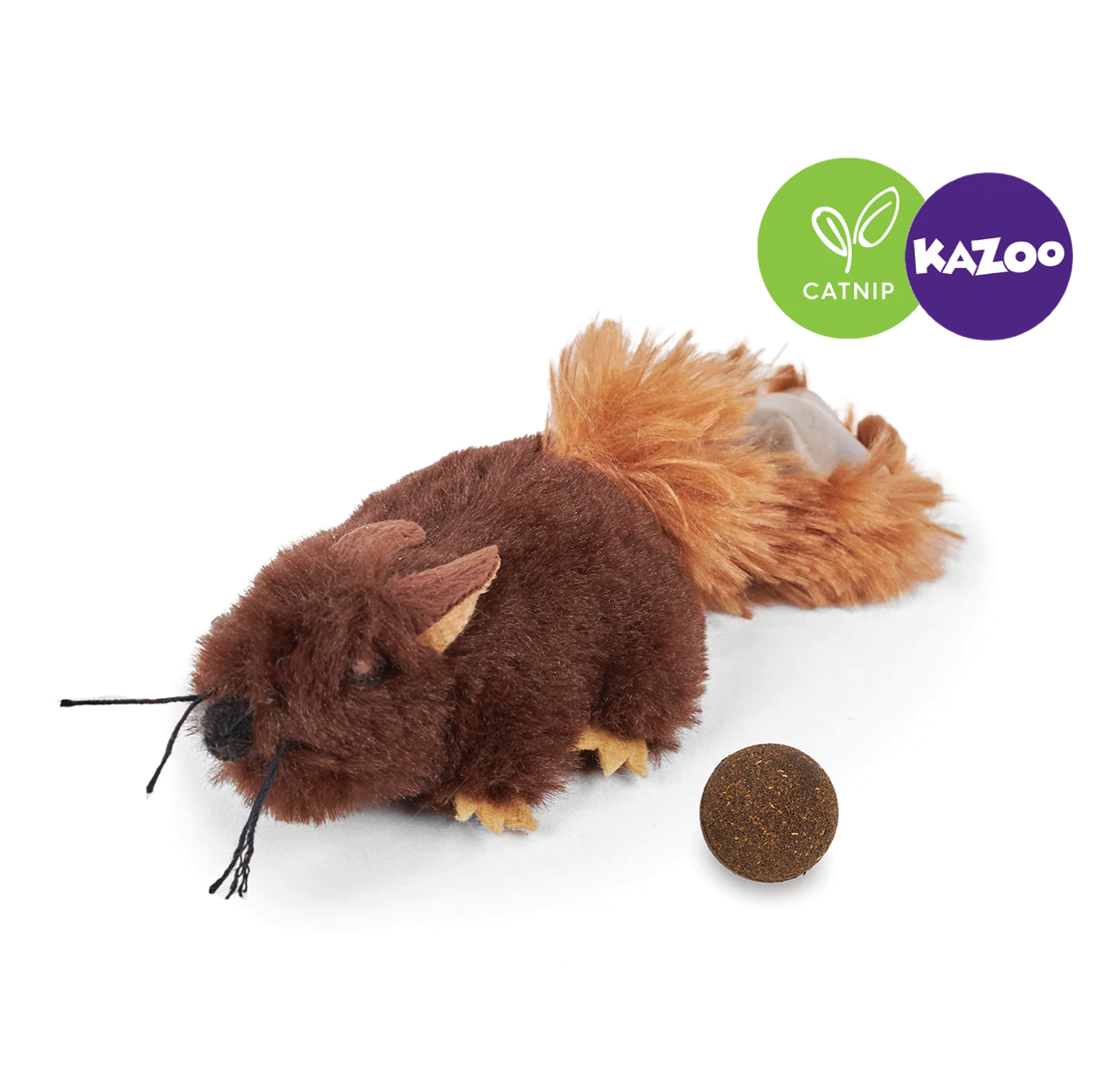 Kazoo Squishy Squirrel Cat Toy - Brookies Rural Traders