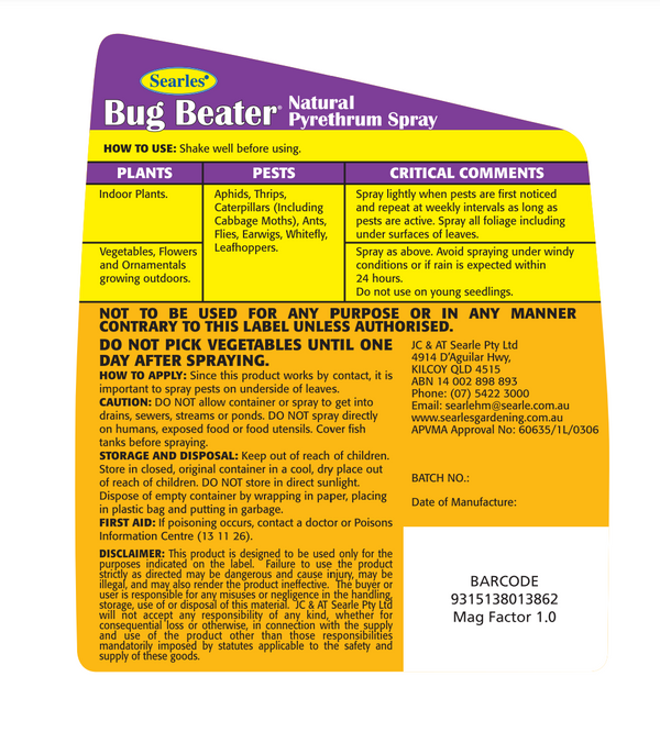 Searles Bug Beater - Brookies Rural Traders